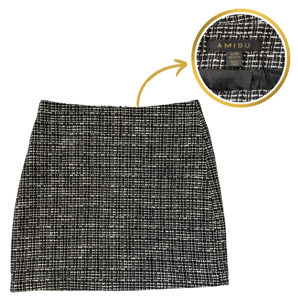Amisu | Skirts | Amisu Tweed Black And White Skirt For Women Mini Skirt ...